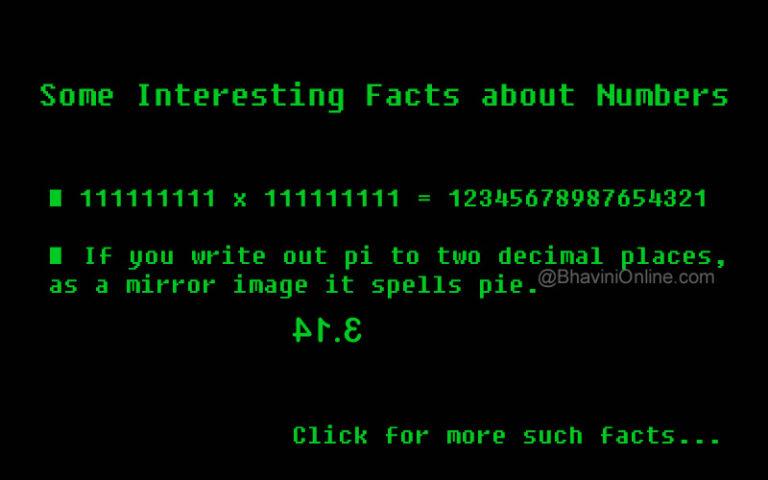 Some Interesting Facts About Numbers | BhaviniOnline.com