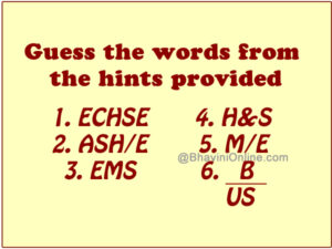 Word Riddle Games: Guess The Words From the Given Hints | BhaviniOnline.com