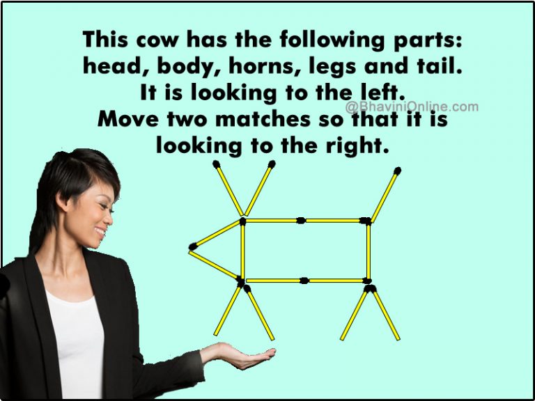 Fun MatchStick Riddle: Move Two Sticks So That The Cow Is Looking To ...