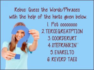 Rebus: Guess the Words or Phrases from the Given Hints in the Riddle | BhaviniOnline.com