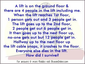 Brainteaser: How Did I Survive the Lift Crash? | BhaviniOnline.com