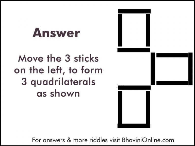 Picture Riddle: How Can You Create 3 Quadrilaterals By Moving Exactly 3 ...