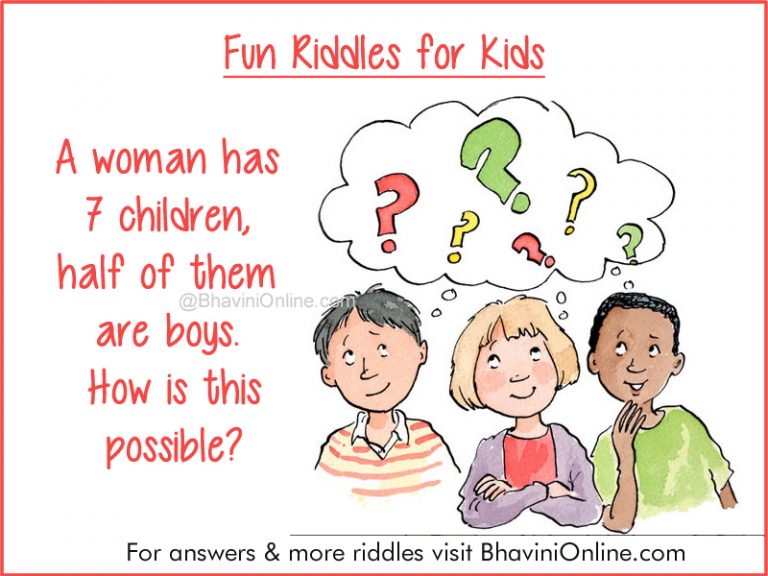 Fun Riddles for Kids: A Woman Has 7 Children, Half Of Them Are Boys ...
