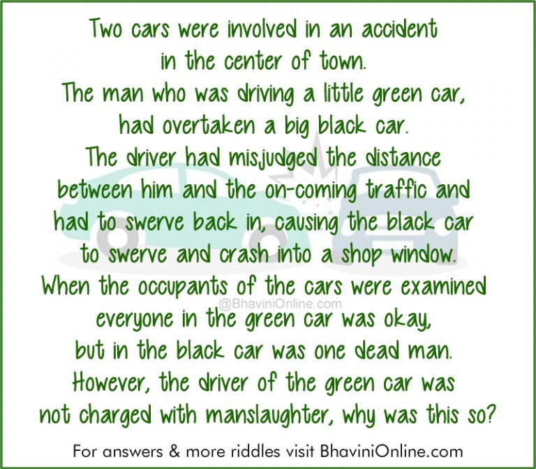 BrainTeaser: Two Cars Were Involved In An Accident In The Center Of ...