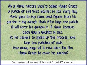 Logical Riddle: How Many Days Will It Take The Magic Grass To Cover The ...